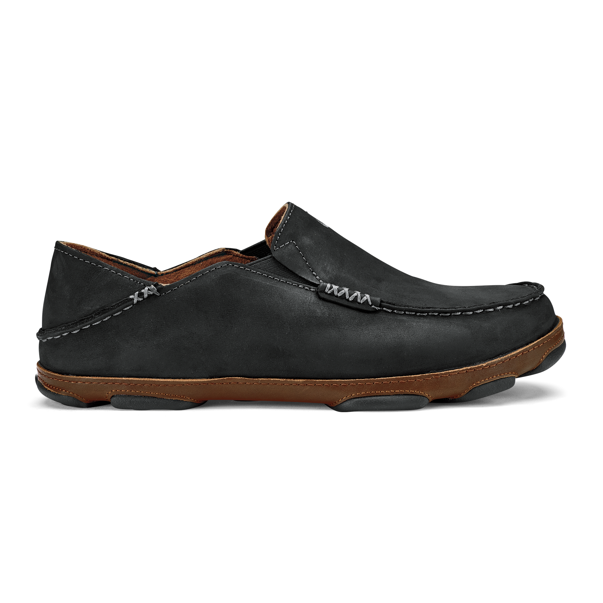 Moloā Men's Leather Slip On Shoes - Black / Toffee | OluKai – OluKai Europe