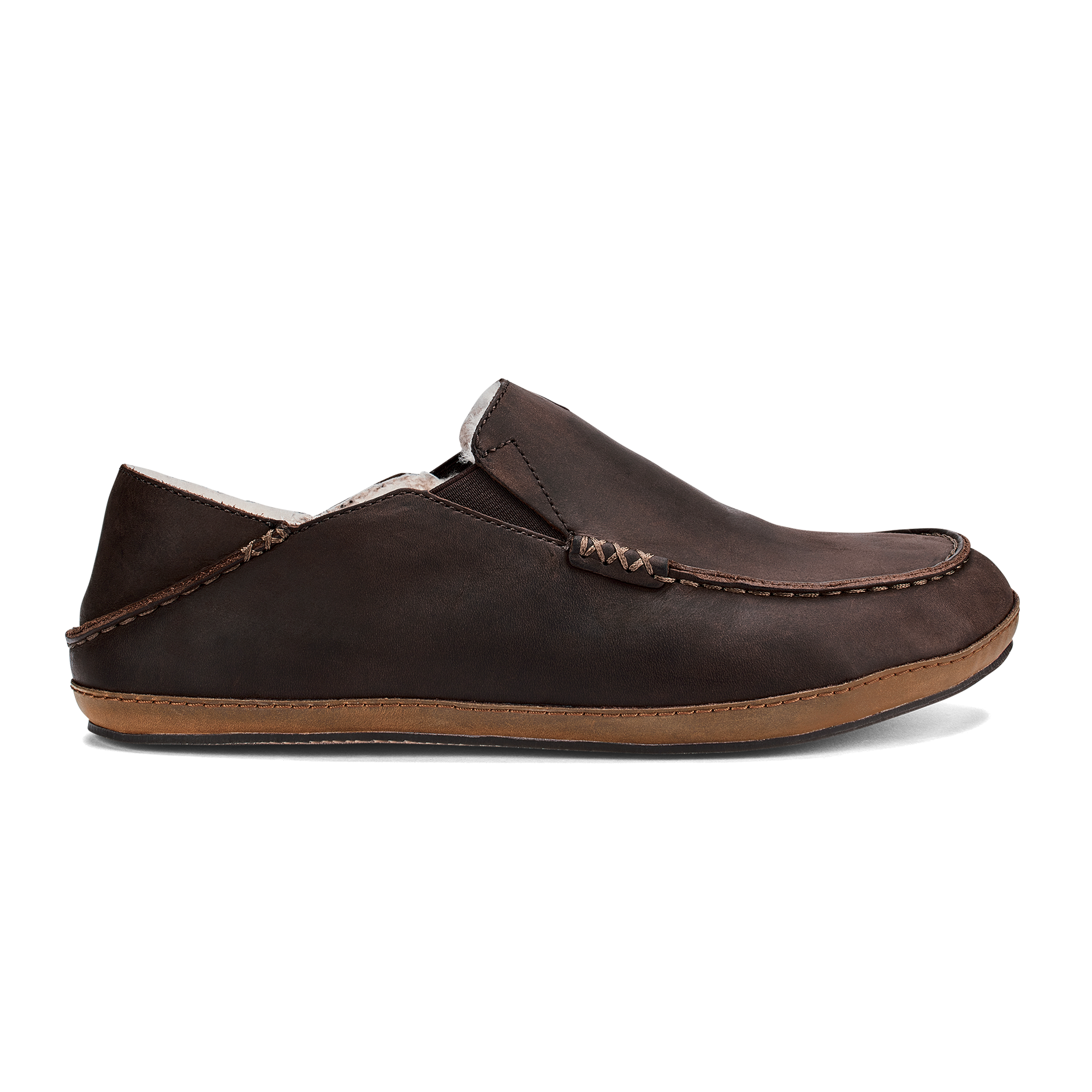 Moloā Men's Nubuck Leather Slippers - Dark Wood | OluKai – OluKai Europe